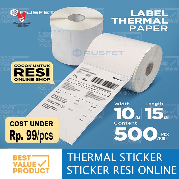 Jual LABEL THERMAL PAPER A6 500PCS KERTAS STIKER RESI BARCODE 100X150MM | Shopee Indonesia