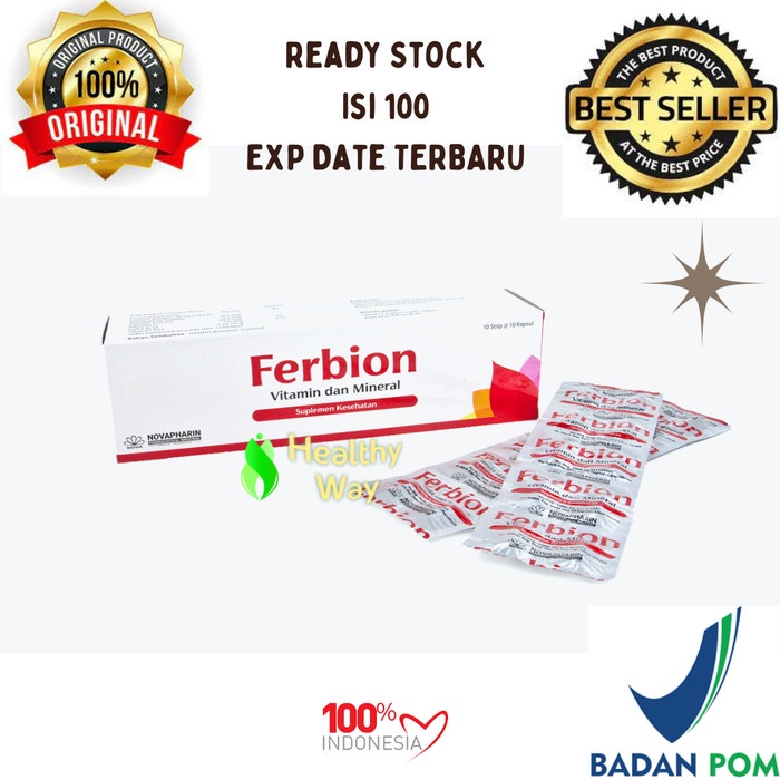 Jual FERBION Multivitamin dan Mineral Untuk Anemia 1 box isi 100 Kapsul ...