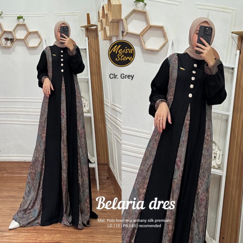 Jual BELARIA DRESS (Mat: polio linen mux armany silk premium) | Shopee ...