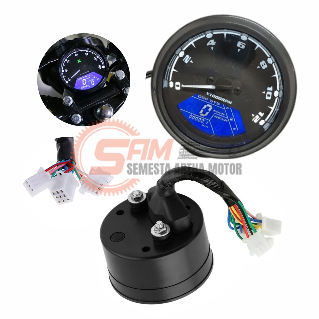 Jual Custom Speedometer Babon Single Digital Sensor LED Odometer RPM ...