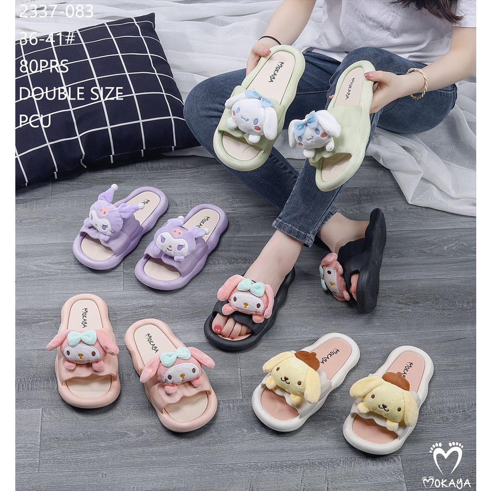 Jual Sandal Slop Jelly Wanita Motif Boneka My Melody Cinnamaroll Purin ...