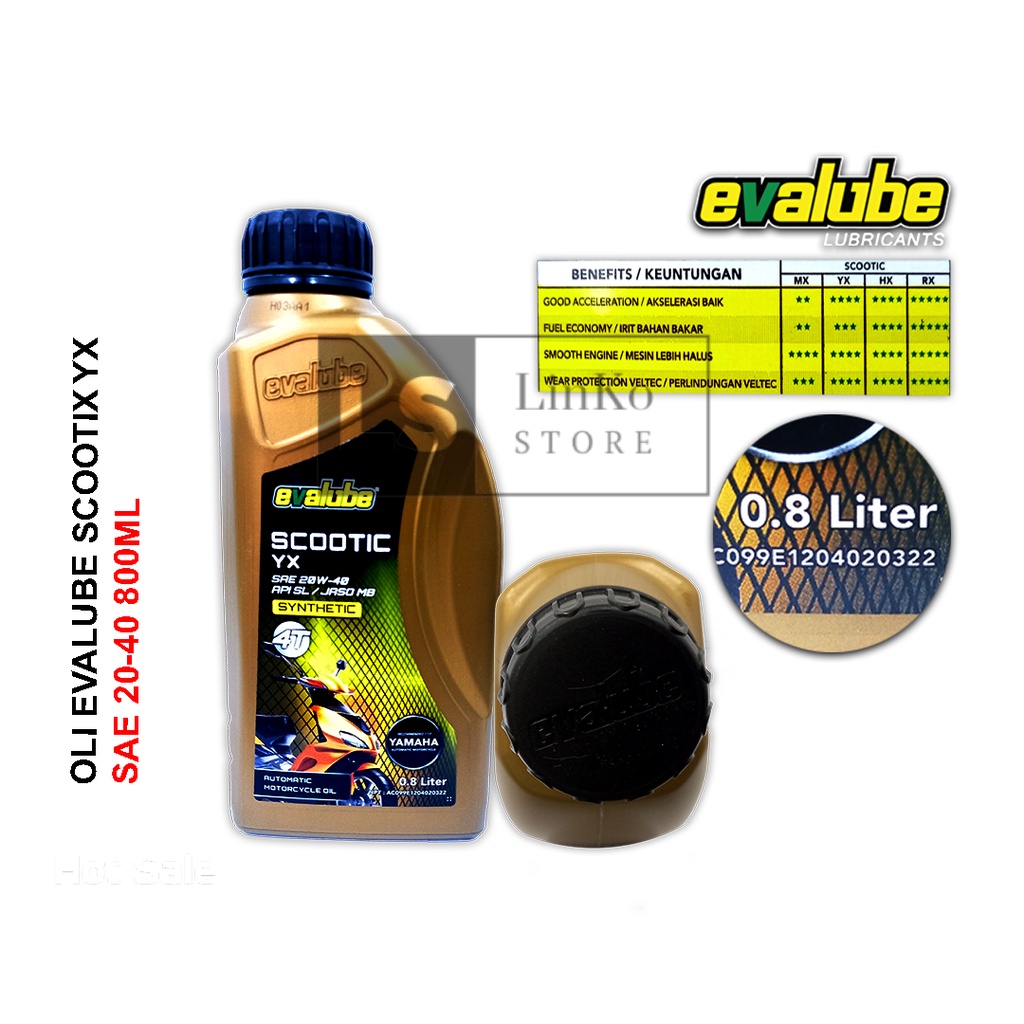 Jual Evalube Scootic Gold YX Oli Mesin Motor Matic Universal Oil 800ml ...