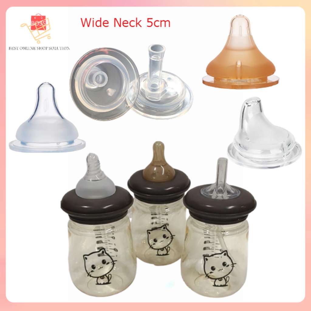 Jual Dot Botol Susu Wide Neck 5cm Nipple Leher lebar Sedotan Pengganti Dot Susu untuk Botol ...