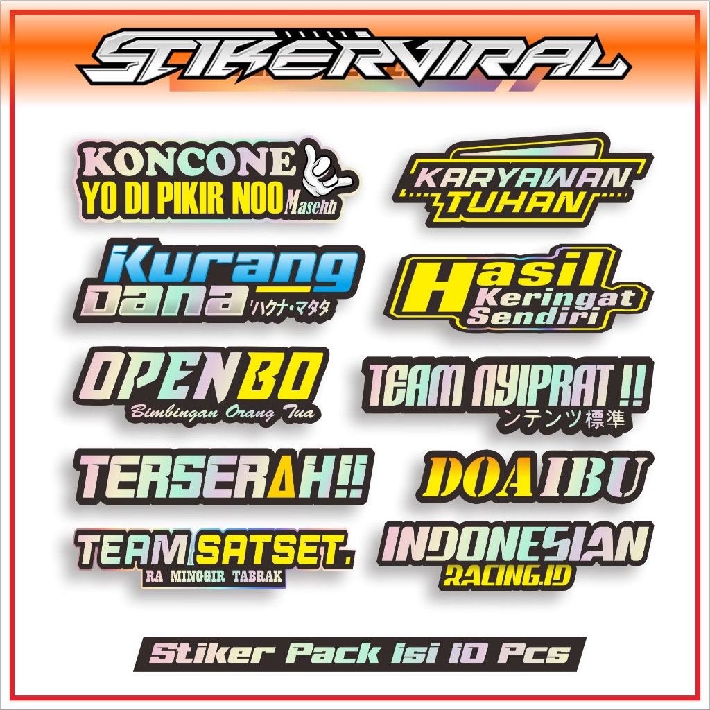 Jual Stiker Racing Hologram Kata Kata Lucu Anti Air | Shopee Indonesia