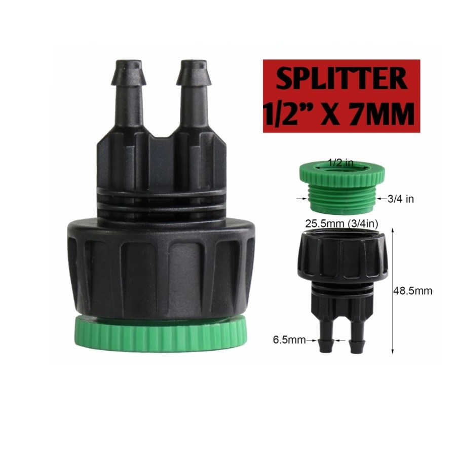 Jual Female Splitter 2 CABANG 1/2 - 3/4 UNTUK KE SELANG PE PU 6 MM 7 MM ...