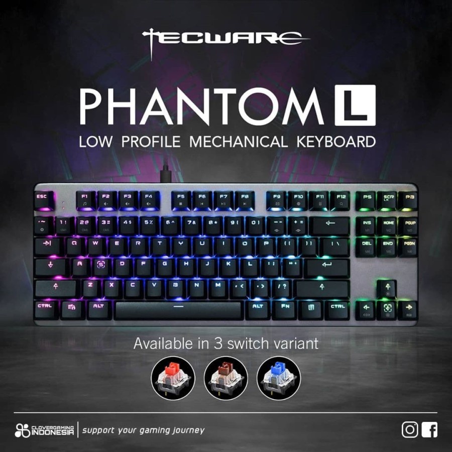 Jual Tecware Phantom L 87 RGB Low Profile - Mechanical Gaming Keyboard ...