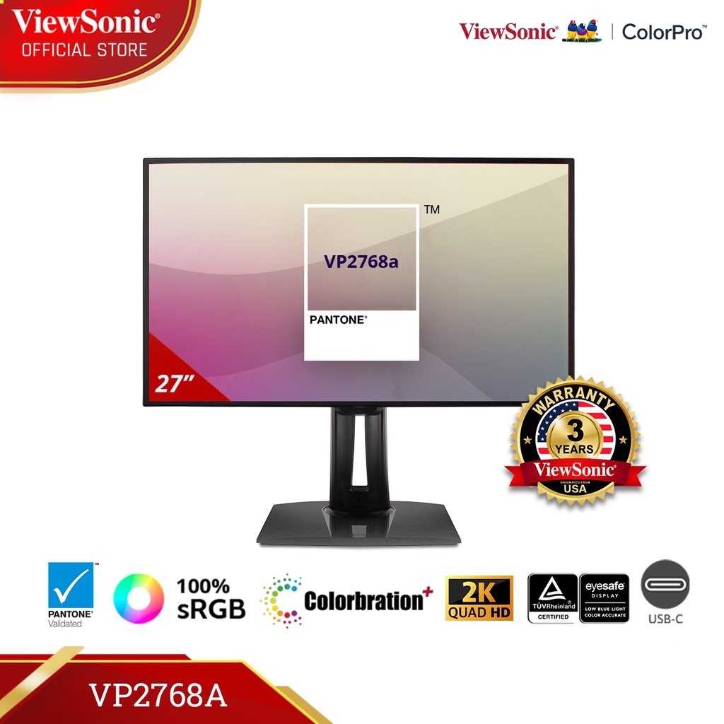Jual ViewSonic 27 Inch sRGB monitor VP2768A QHD Pantone validated 100% ...