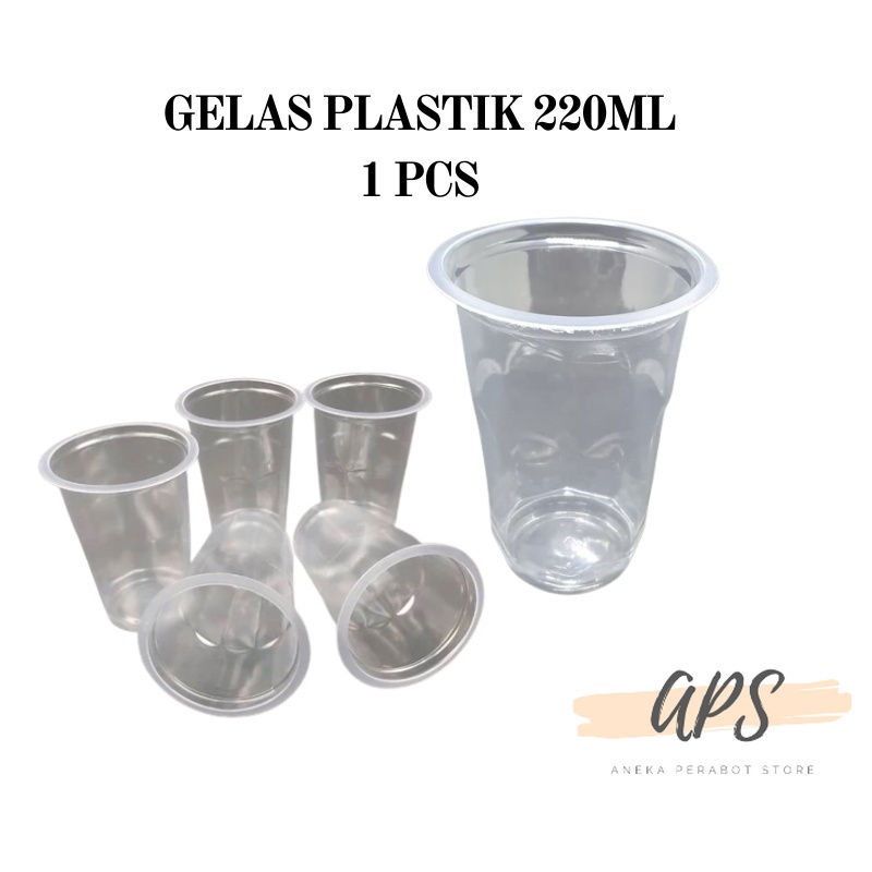 Jual APS -C406- 1 PCS Gelas Plastik Aqua 220ml - Gelas Plastik Bening Satuan - Gelas Kopi 220ml ...