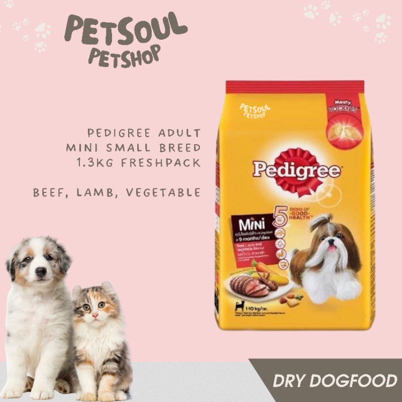 Jual Pedigree Mini Small Breed Adult Beef Lamb Vegetable 1,3kg Dog Food ...