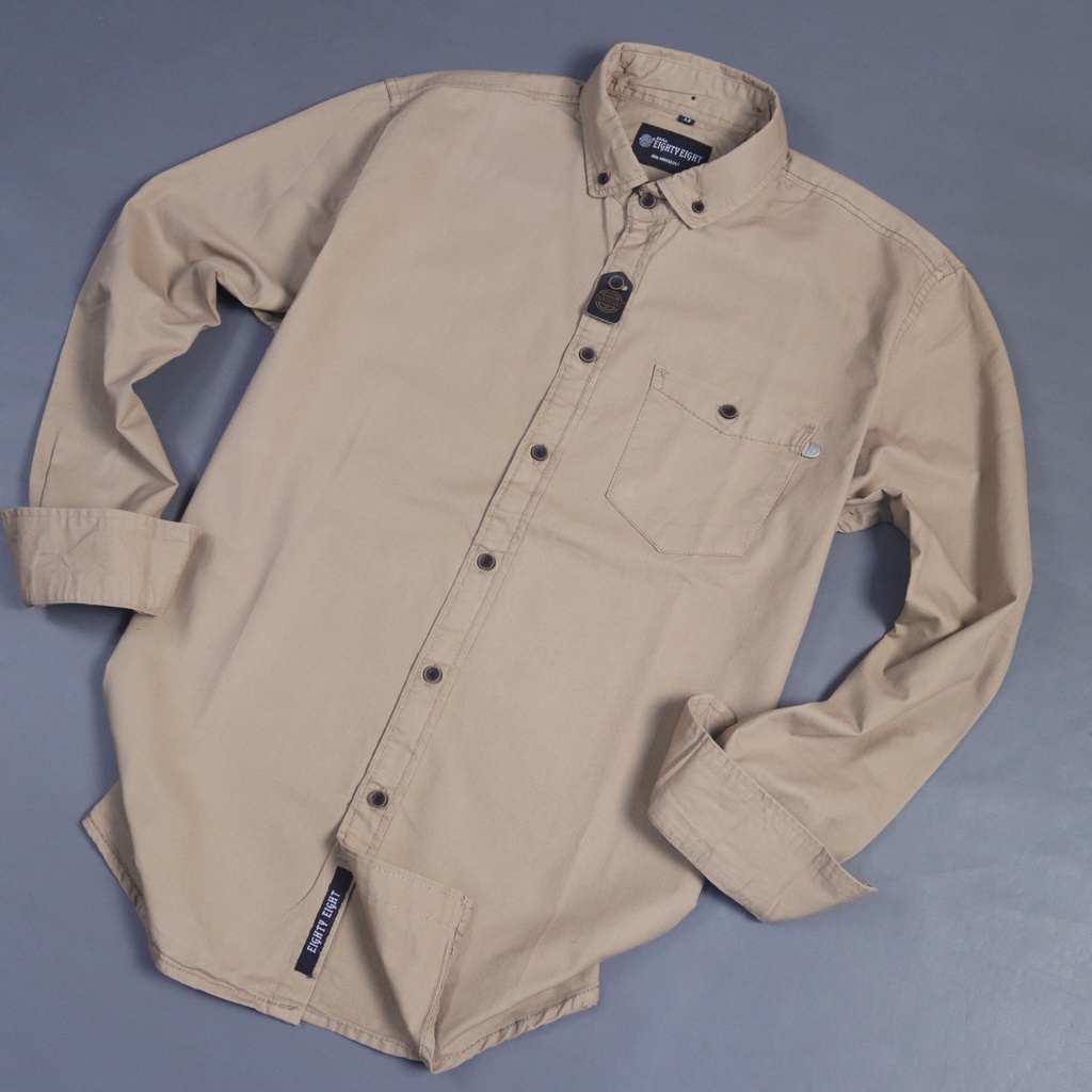 Jual Brill Eighty Eight - Kemeja Polos TL Panjang Super Premium Cream 88 P4051 | Shopee Indonesia