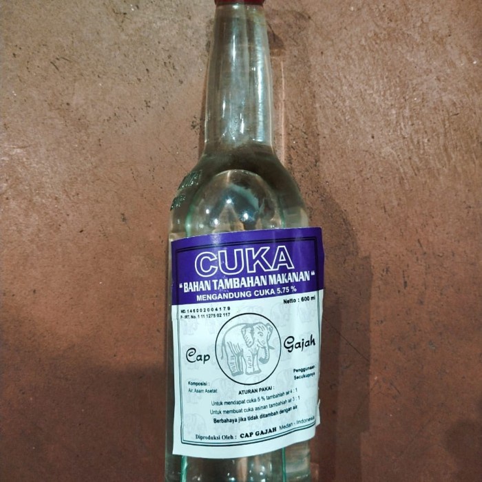 Jual Cuka dapur putih Cap Gajah 600ml vinegar masak bumbu makanan medan ...