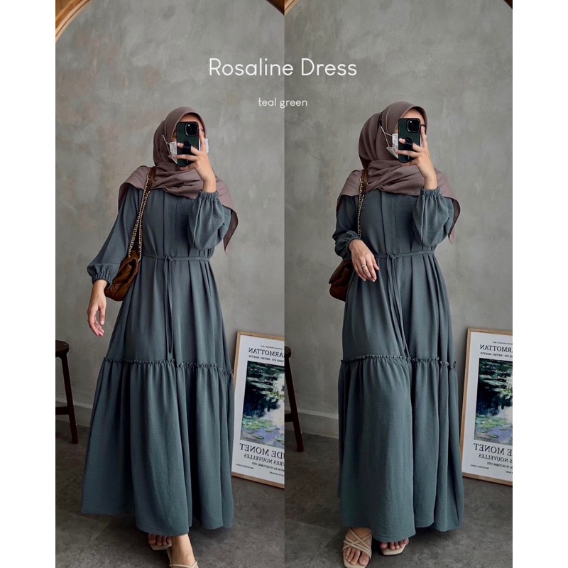 Jual 𝐏𝐆𝐌𝐓 • Rosaline Dress Gamis Wanita Muslimah homedress Maxy Crinkle Airflow premium | Shopee ...