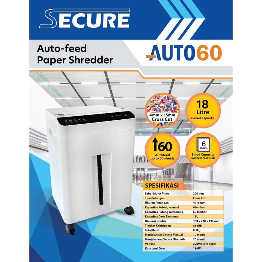 Jual SECURE AUTO 60 AUTOFEED Cross Cut - Mesin Penghancur Kertas ...
