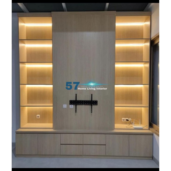 Jual Backdrop Kabinet Tv Minimalis Bahan Multiplek HPL Free Desain dan ...