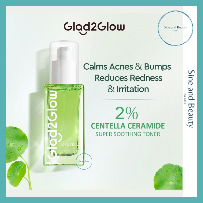 Jual Glad2Glow 2% Centella Ceramide Super Soothing Toner 40ml | Calms Acnes & Bumps Reduces ...
