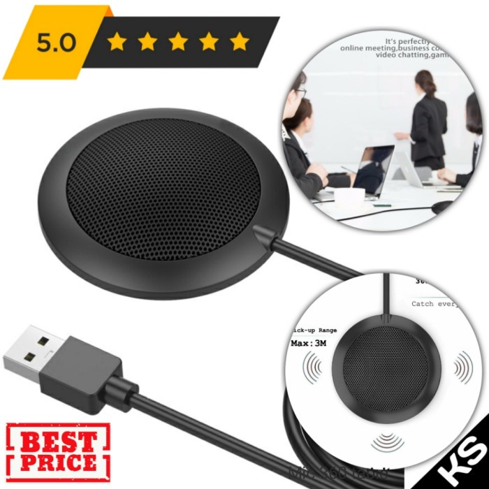 Jual 360 Microphone Omnidirectional Conference Room- Zoom Gmeet dll ...