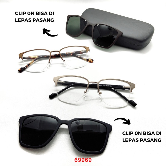 Jual Frame Kacamata ORIGINAL CLIP ON 69969 Size 50 Lebar 133 HALF FRAME ...