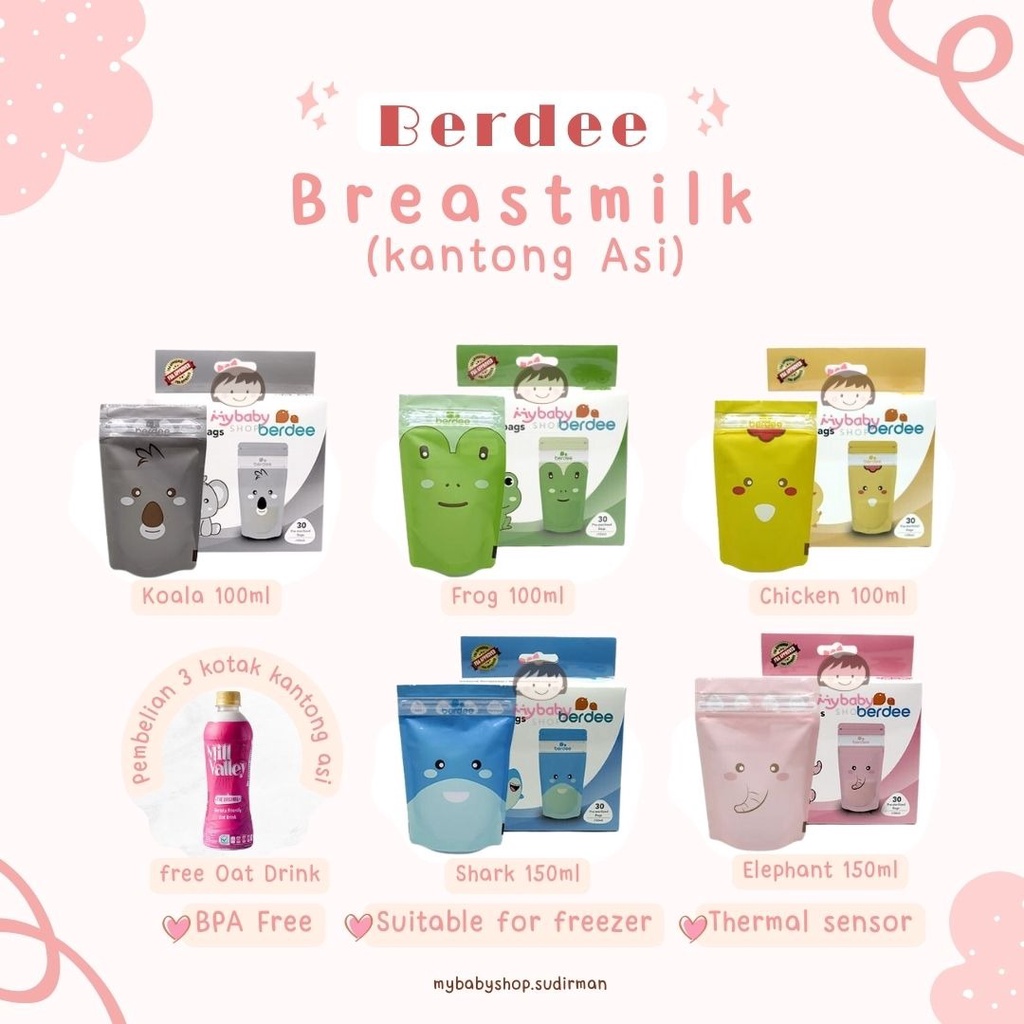 Jual BERDEE KANTONG ASI THERMAL SENSOR 100ML 150ML / BREASTMILK STORAGE ...