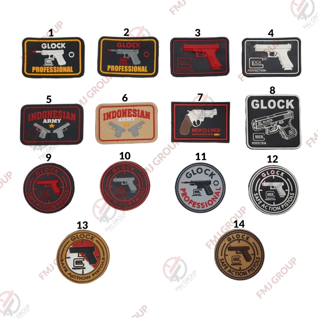 Jual Emblem Patch Rubber Logo Glock, Glock Perfection, Glock Profesional Indonesian Army Velcro ...