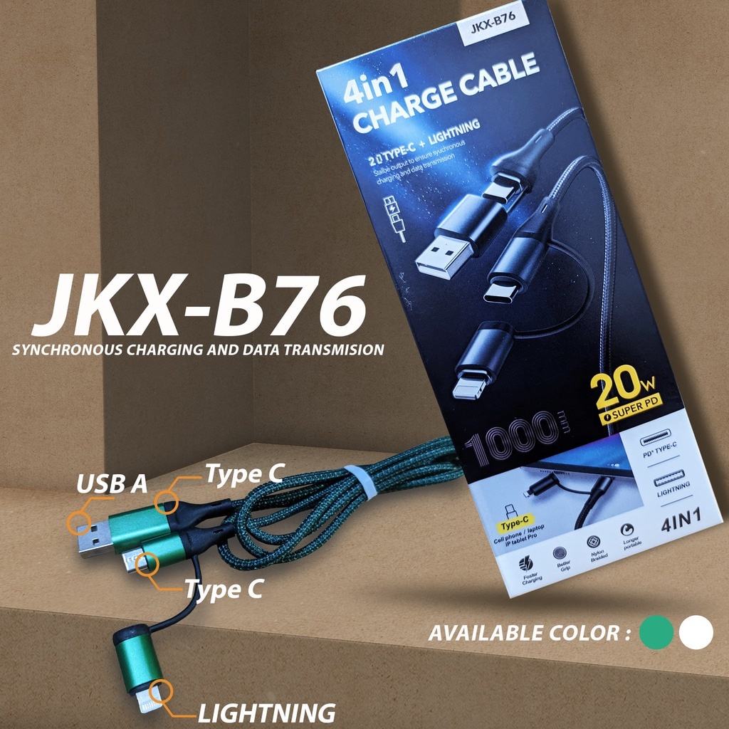 Jual (Bergaransi) Kabel Data JKX-B76 4in1 USB A To type C / Usb to ...