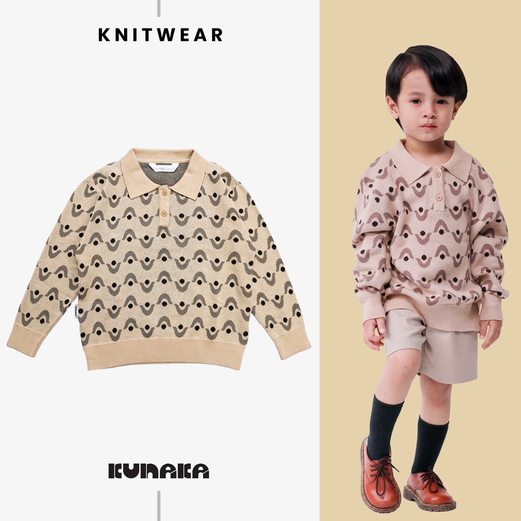 Jual Kunaka - Polo Anak Grizzly Cream Collar Crewneck Anak Usia 4 -12 ...