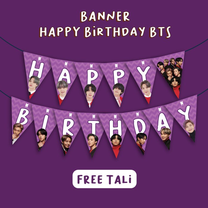 Jual New Trend BANNER HAPPY BIRTHDAY BTS DEKORASI ULANG TAHUN TOPPER ...
