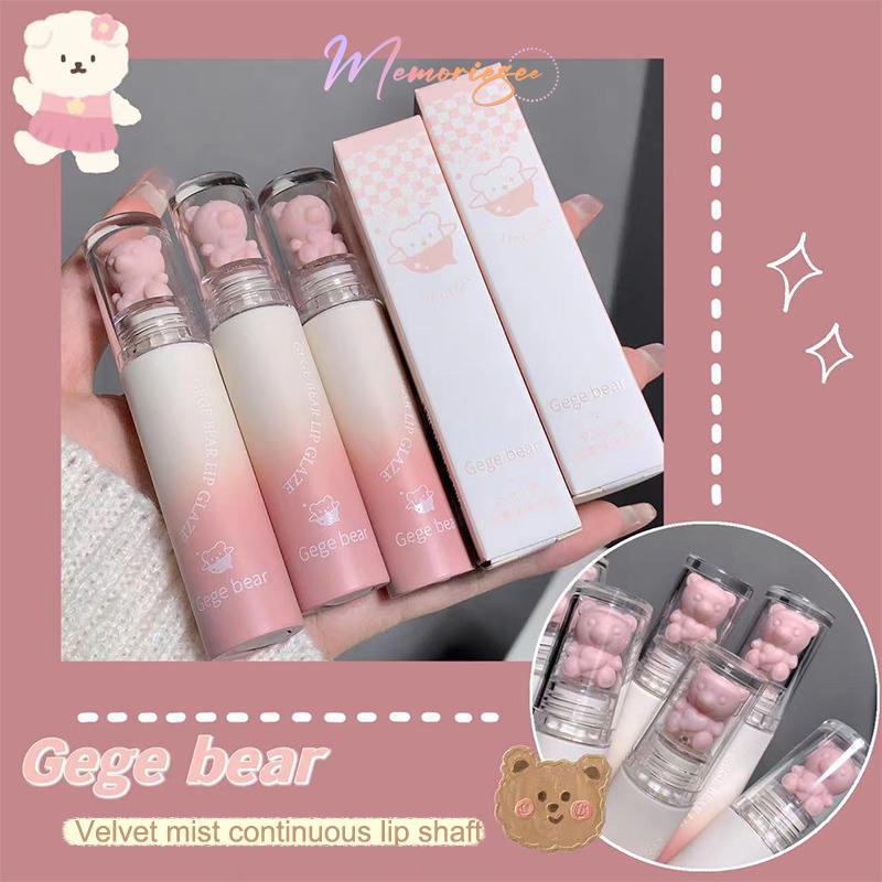 Jual COD&Ready Lipstik Lip Cream Matte Velvet Mist Lip Mud Pink Bear Lucu Beruang Lipcream Lip ...