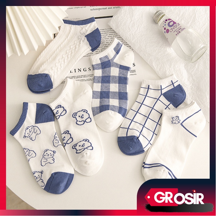Jual Grosir - K5699 Kaos Kaki Bear Putih Biru / Kaos Kaki Beruang Biru ...