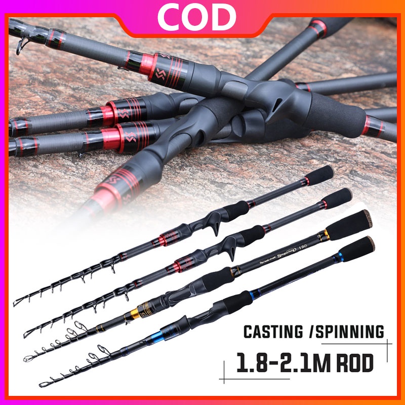 Jual Sougayilang 1.8M 2.1M Carbon Joran Pancing Protabil Teleskopik Spinning/Casting Rod M Power ...