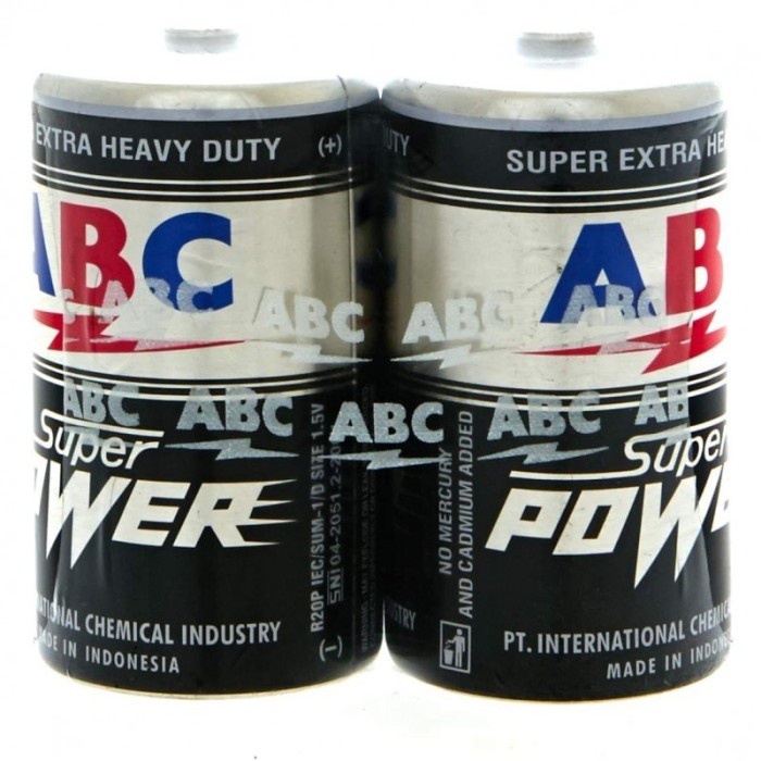 Jual BATERAI HITAM BESAR SIZE D 2 PCS / baterai ABC super power hitam ...