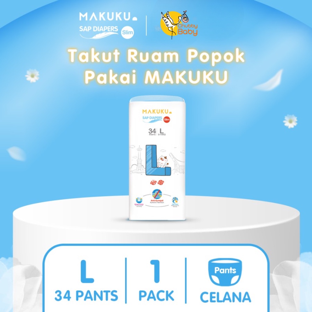 Jual MAKUKU Air Diapers Slim | Pants Large 34 | 9-14kg | Shopee Indonesia