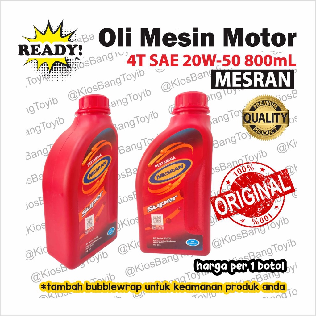 Jual Oli Mesin Motor Bebek MESRAN SUPER 4T SAE 20w-50 (800mL) | Shopee Indonesia