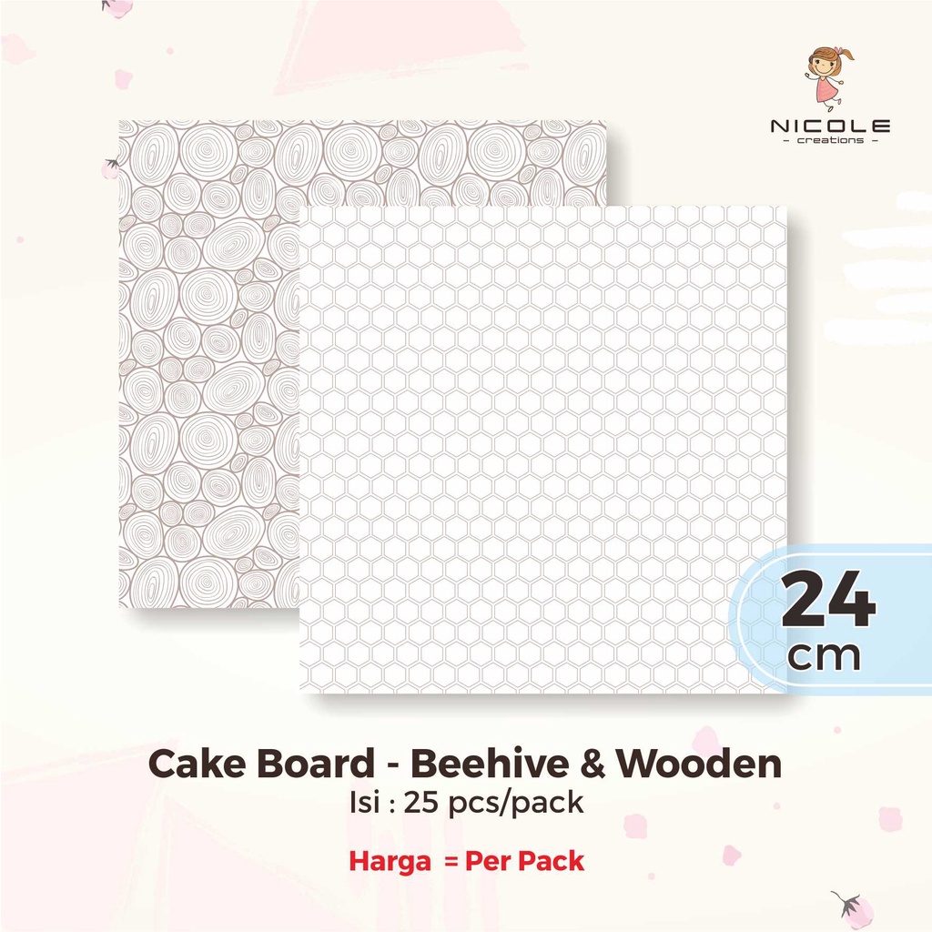 Jual Cake Board/Tatakan Kue/Alas Kue/Bottom Cake White Motif Beehive ...