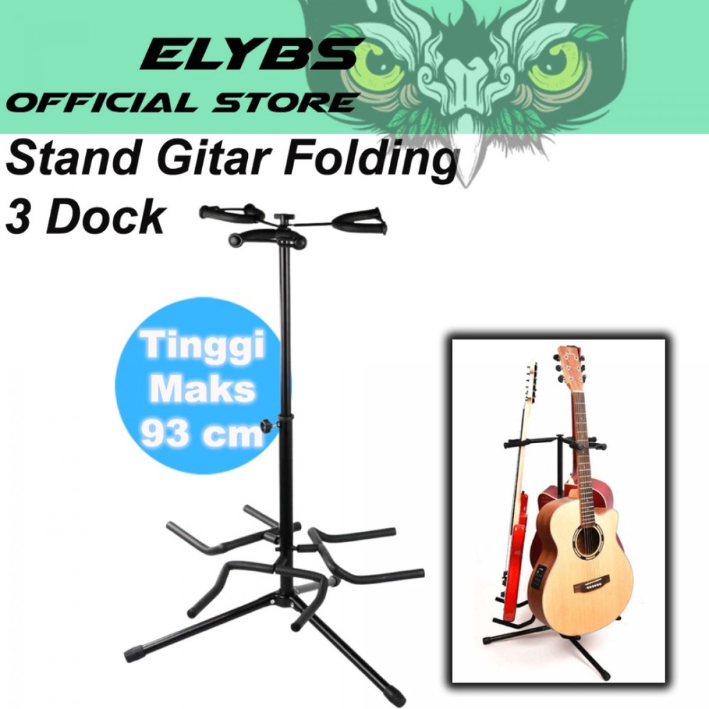 Jual Dudukan Stand Gitar Folding 3 Dock Bingkai Besi Tinggi Adjustable ...