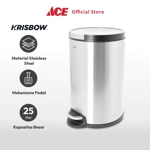 Jual Ace Krisbow 25 ltr Tempat Sampah Stainless Steel Tong Sampah Wadah Pembuangan Set Alat ...
