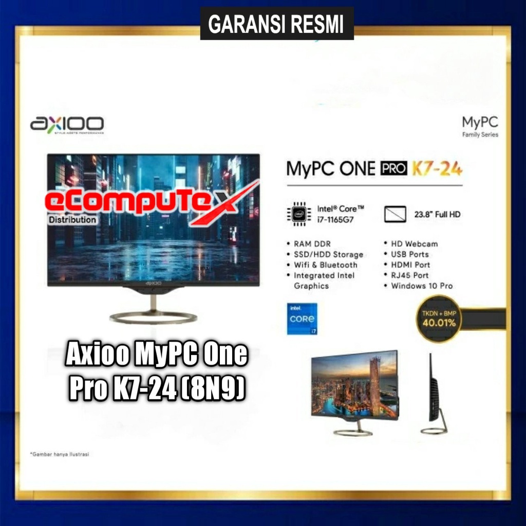 Jual PC AIO AXIOO MYPC ONE PRO K7-24 (8N9-3) K7 (8N9-24) I7-1165G7 8/1TB 24" INCH TKDN GARANSI ...