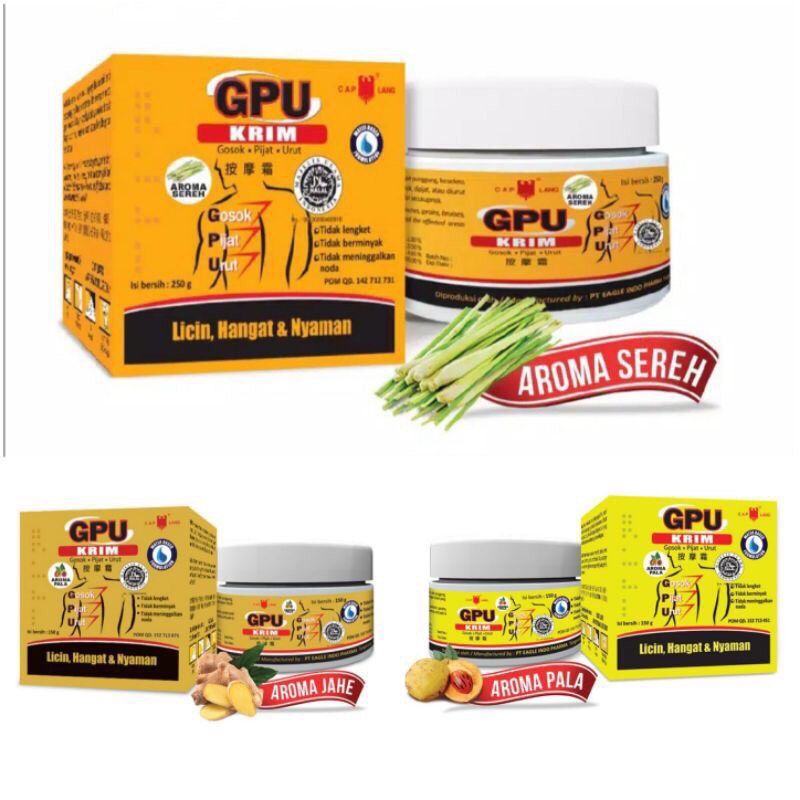 Jual Gpu Cream Sereh, Pala, Jahe 150g & 60g / Krim Gpu = MURAH | Shopee ...