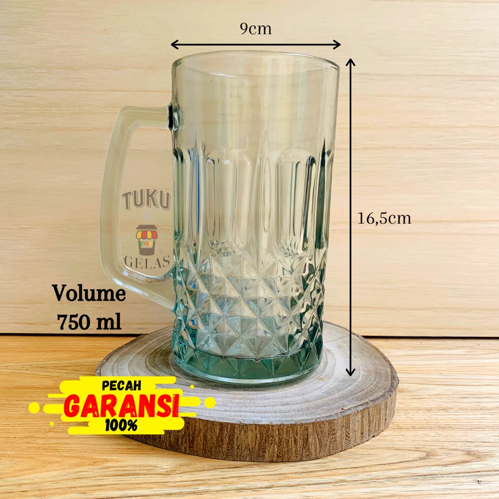 Jual Gelas Besar 750ml Mug Kaca Beling Minum Teh Jumbo Bir Cafe D-800 ...