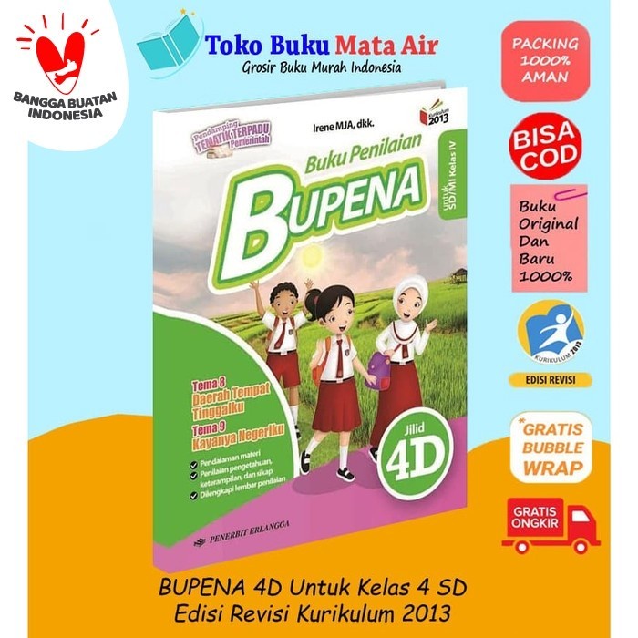 Jual PAKET SATUAN BUPENA KELAS 4 SD BUPENA 4A,4B,4C & 4D K13N - ERLANGGA - BUPENA 4B | Shopee ...