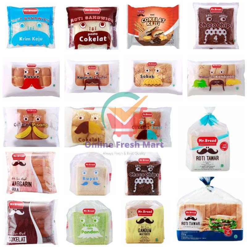 Jual (kirim instant) Mr. Bread aneka roti tawar kupas pandan gandum ...