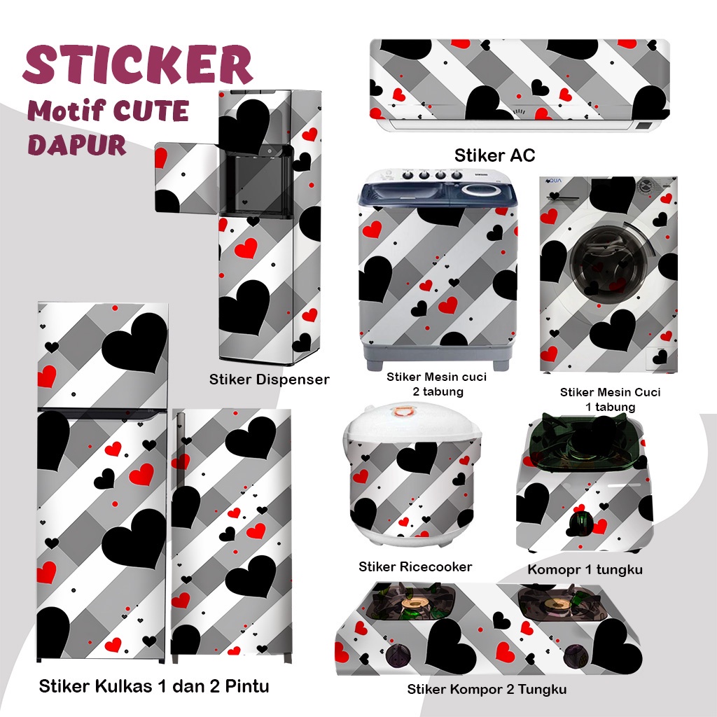 Jual Stiker Stiker kulkas kompor mesin cuci 1 2 pintu tabung mata Rice ...