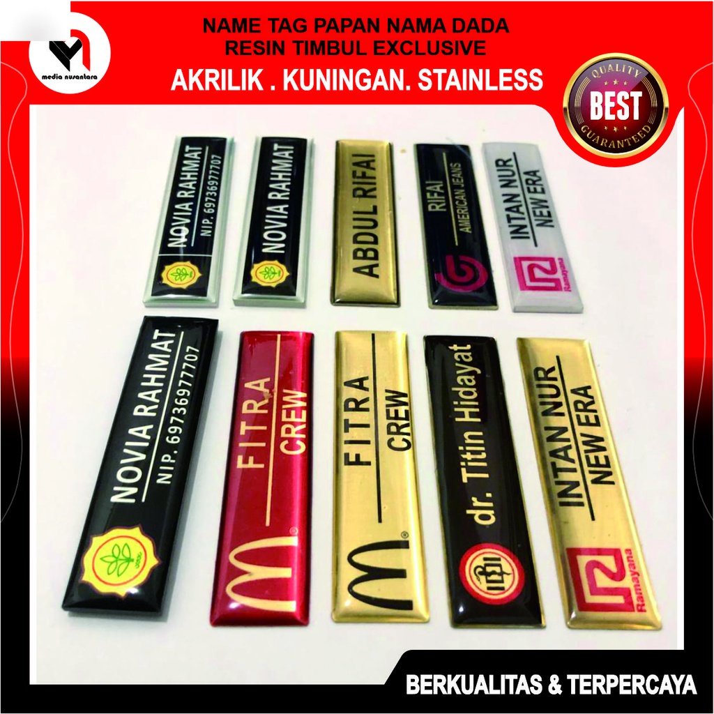 Jual Name Tag Papan Nama Dada Akrilik Magnet Peniti / Bisa Satuan ...