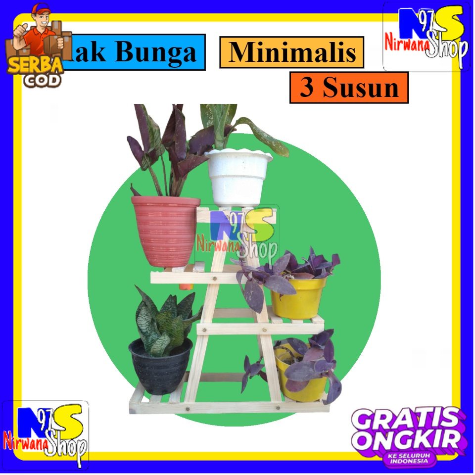 Jual Rak bunga minimalis dari kayu halus murah, tempat pot bunga di ...