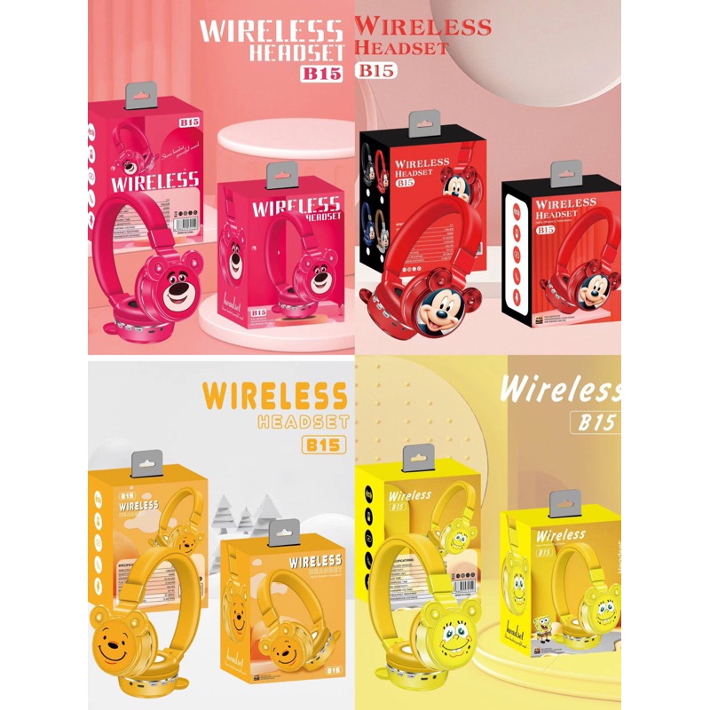 Jual HEADPHONE BANDO BLUETOOTH KARAKTER SERI B15 LOTSO / MICKEY ...