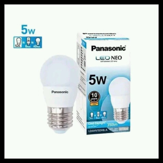 Jual LAMPU PANASONIC LED ORIGINAL 5W PUTIH 6500K COOL DAYLIGHT PUTIH ...