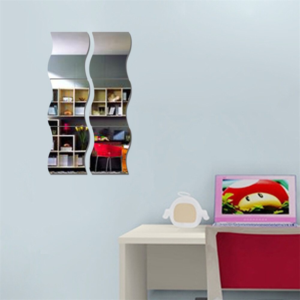 Jual wall mirror sticker cermin dinding hiasan akrilik bentuk wave ...