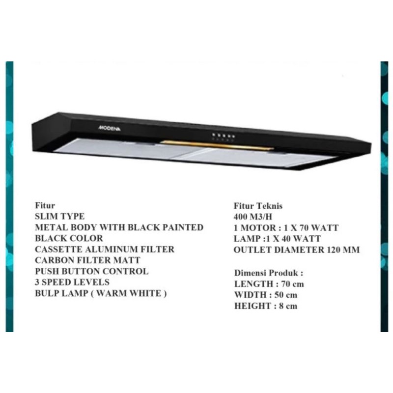 Jual Cookerhood MODENA Slim Hood PX 7111 / Px 0711 / 70 cm LED | Shopee ...
