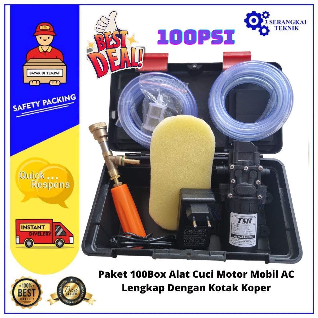 Jual Paket 100Box Alat Cuci Motor Mobil AC Lengkap Dengan Kotak Koper ...