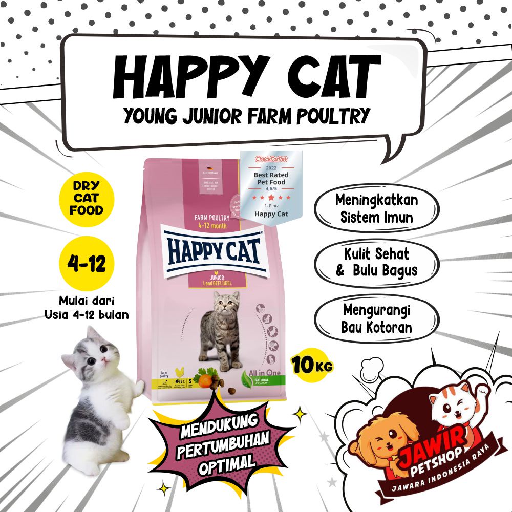 Jual Happy Cat YOUNG JUNIOR POULTRY 10KG Food Makanan Kucing Kitten ...