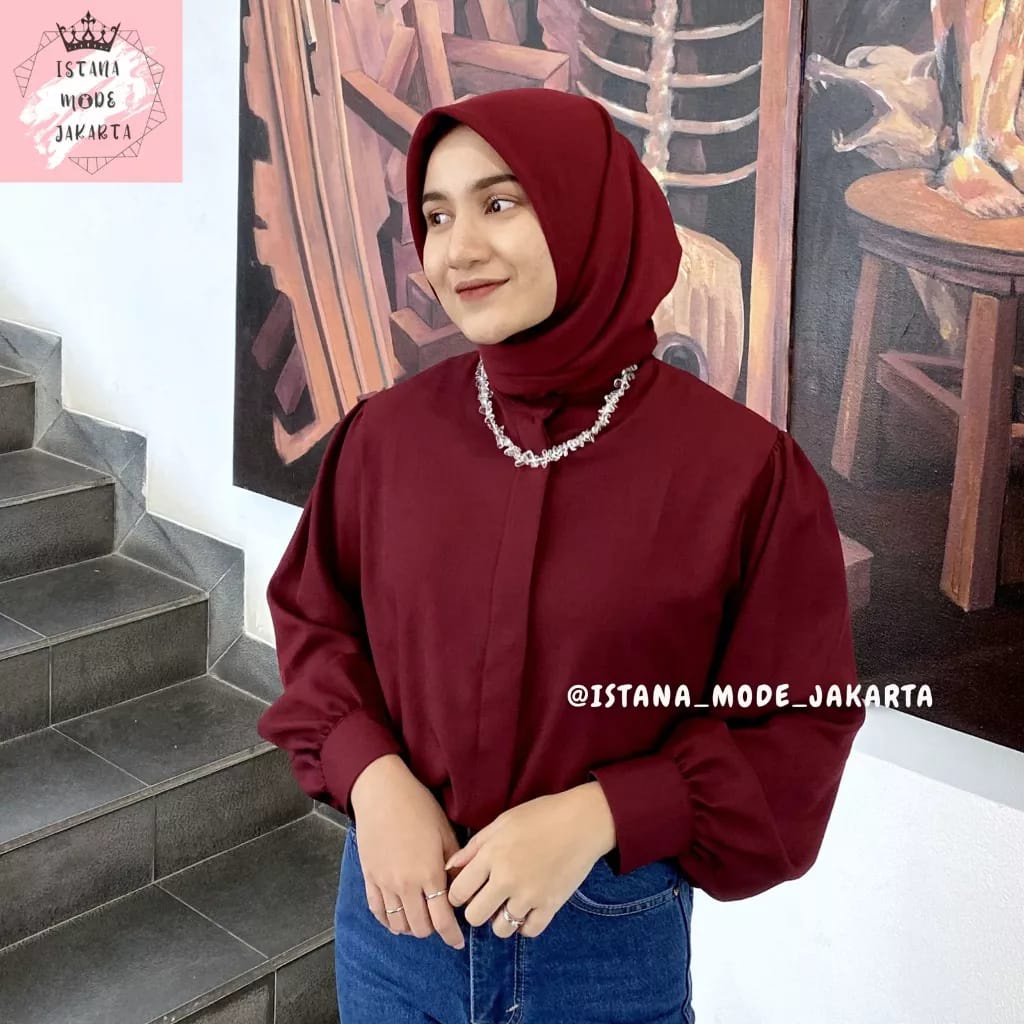 Jual ZAVIA BLOUSE SAKILA SHAKILA SYAKILA OLIV LENGAN BALON KANCING ...